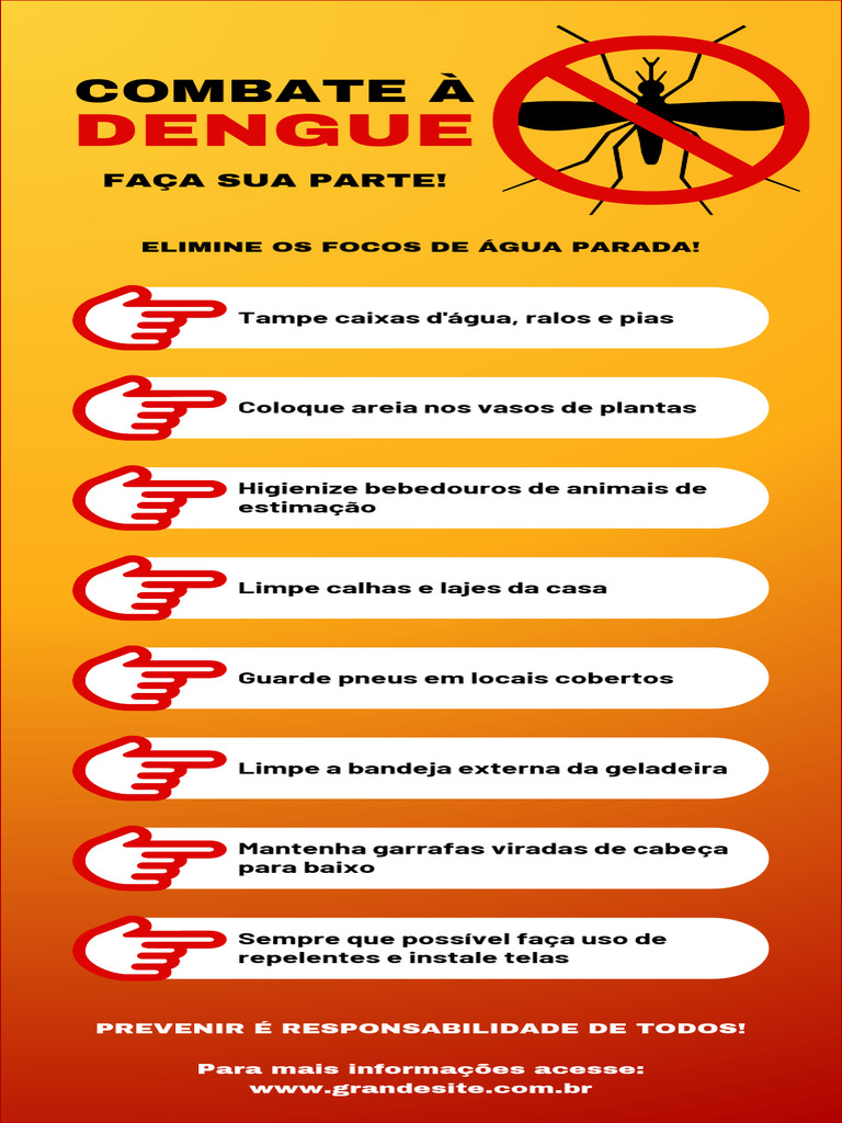 Infográfico Informativo Combate à Dengue Campanha Vermelho e Amarelo | PDF