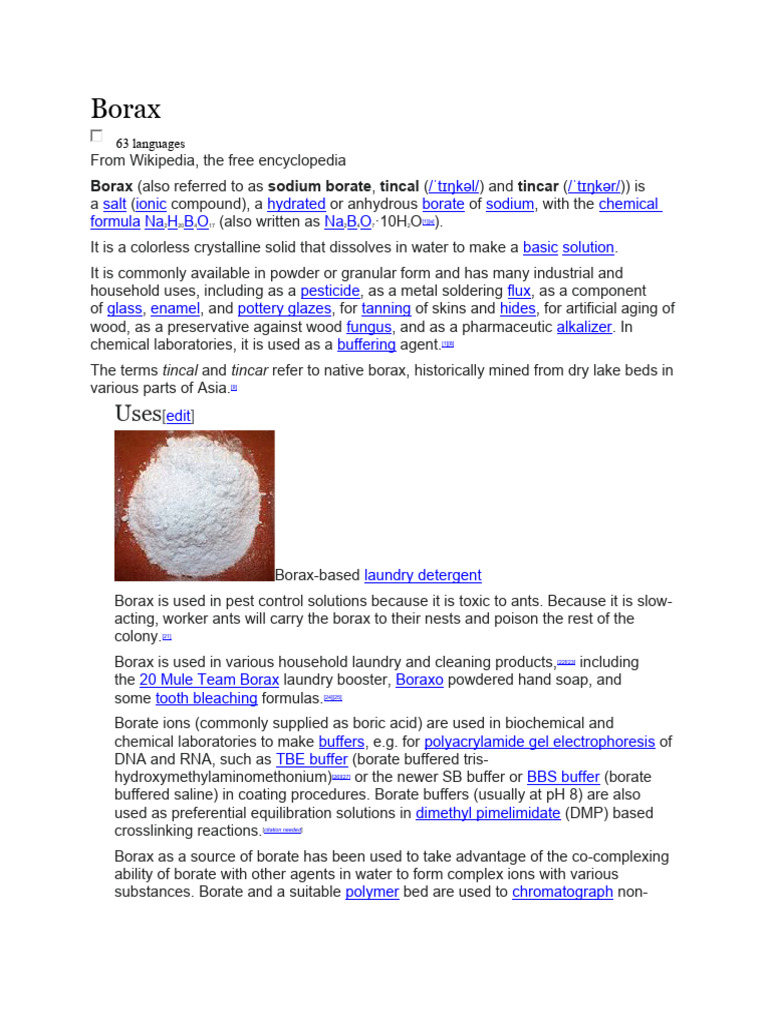 Borax | PDF | Chemical Compounds | Chemical Substances