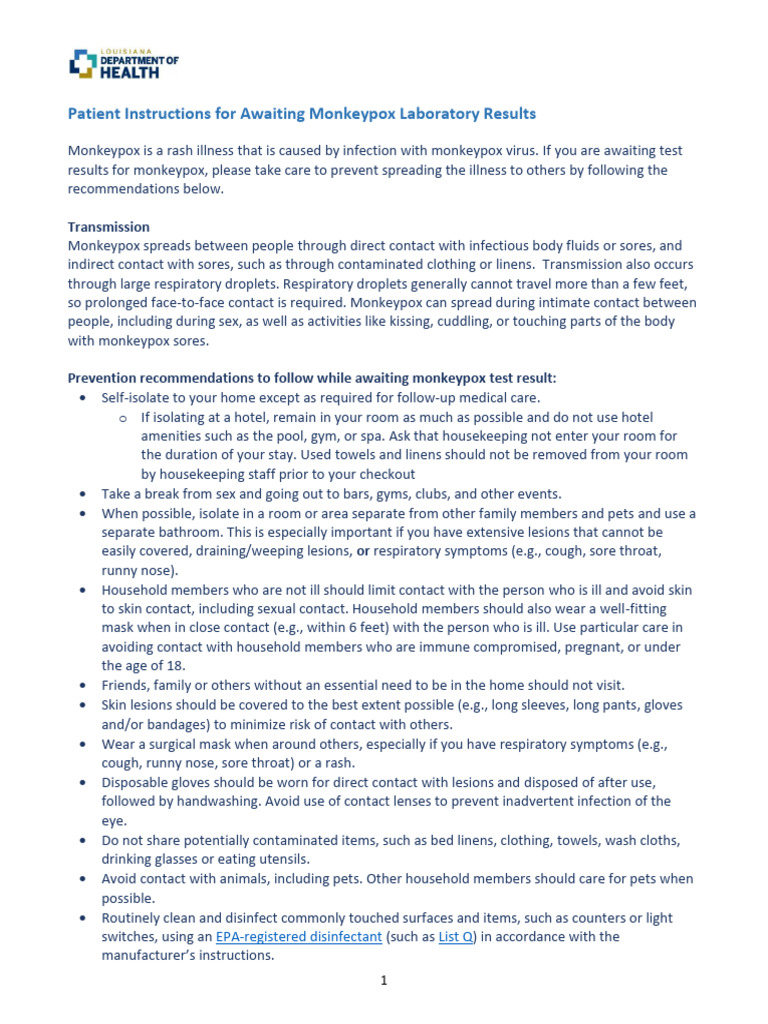 LDH-Monkeypox-Patient-Handout-Awaiting-Test-Results | PDF | Hand ...