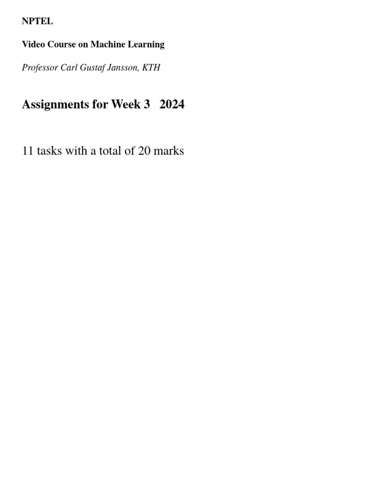 Assignments For Week 3 2024 | PDF | Applied Mathematics | Artificial Intelligence