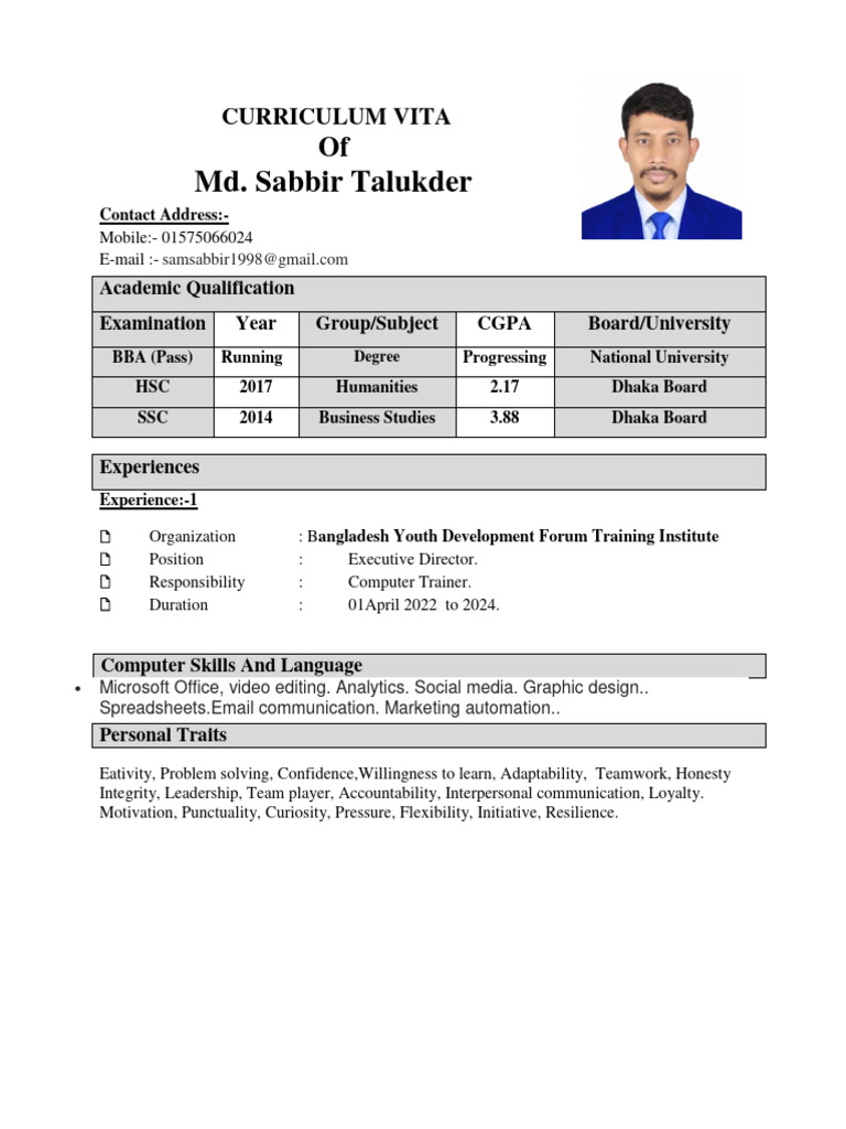 Sabbir CV | PDF