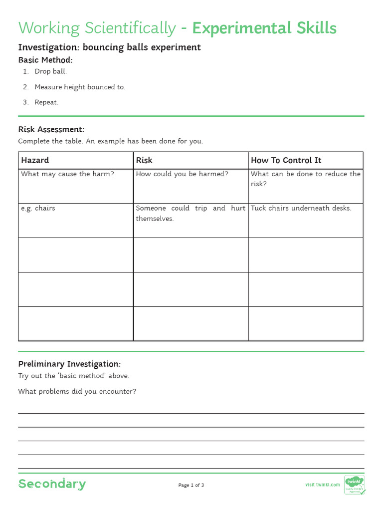 Working Scientifically - Investigation Sheet - Higher Ability | PDF ...