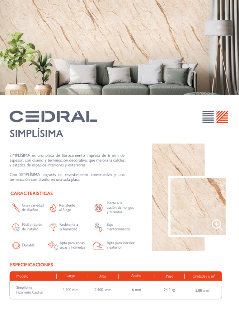 Ficha Tecnica - Cedral Simplisima | PDF | Materiales de construcción | Materiales