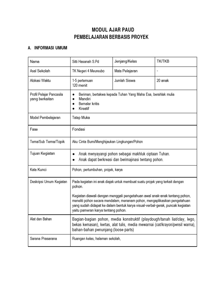 Modul Ajar Paud | PDF