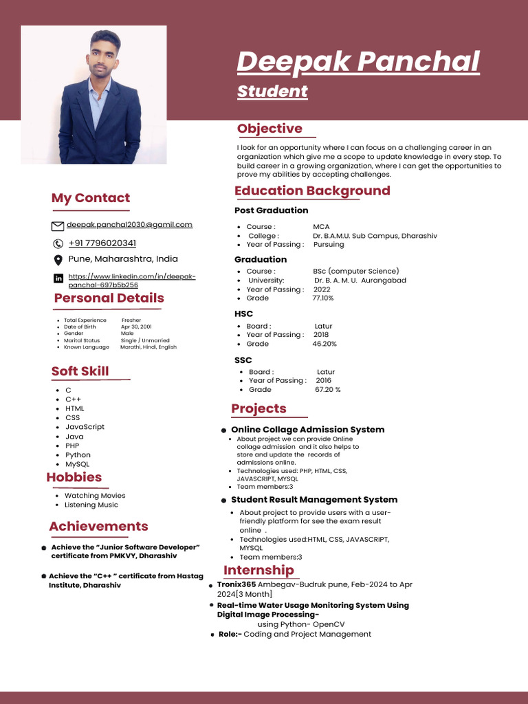 Deepak Panchal CV | PDF | Software | Software Engineering