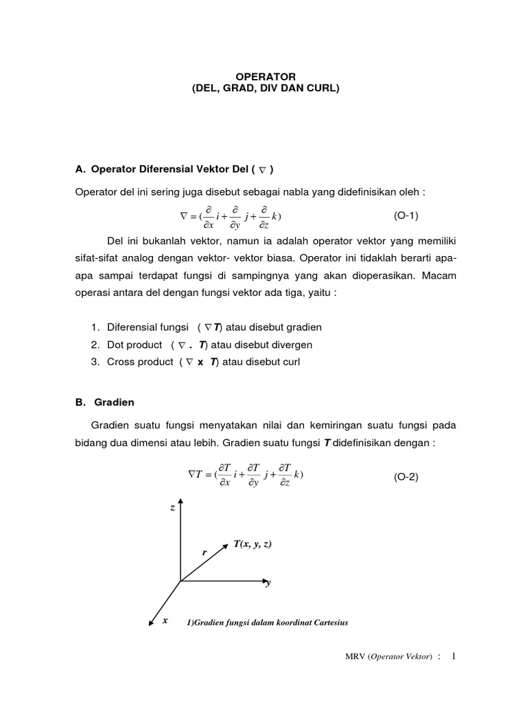 Analisis Vektor Del, Grad, Div, Curl | PDF