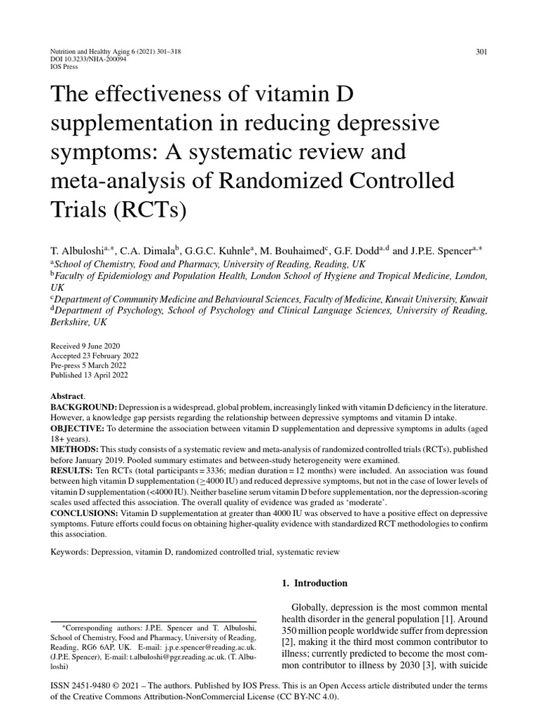 The Effectiveness of Vitamin D Supplementation in | PDF | Major ...