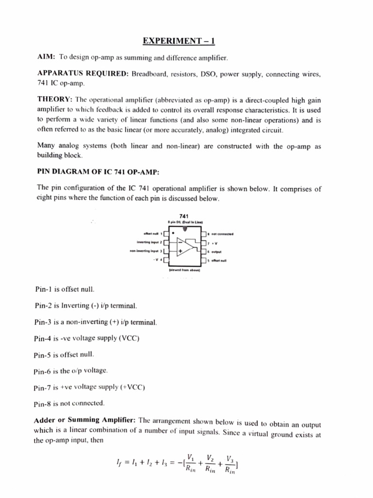 Experiment 1 Analog | PDF | Operational Amplifier | Amplifier