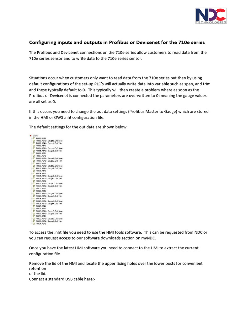 Configuring Inputs and Outputs in Profibus or Devicenet For The 710e Series | PDF | User ...