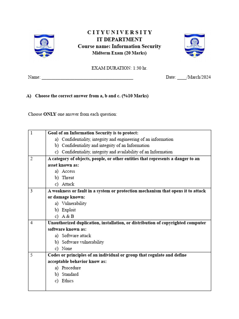Information Security Midterm | PDF | Information Security ...