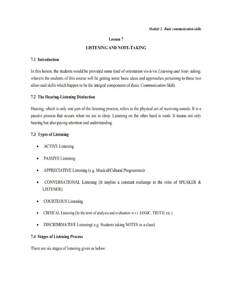 Listening and Note Taking | PDF