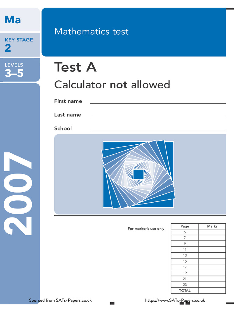 ks2 Mathematics 2007 Test A | PDF | Government Agencies | United Kingdom