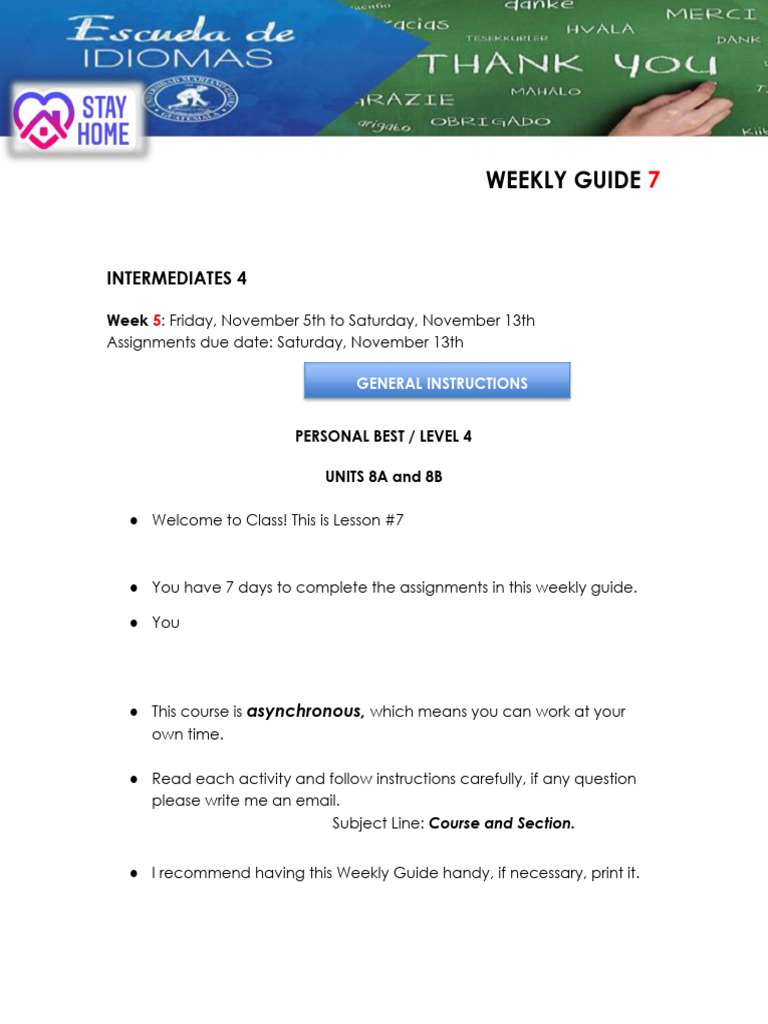 Weekly Guide 7: Assignments & Exercises | PDF