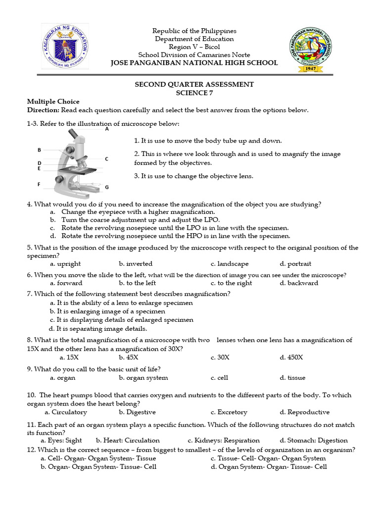 Grade 7 Final Exam Quarter 2 | PDF | Cell (Biology) | Ecosystem