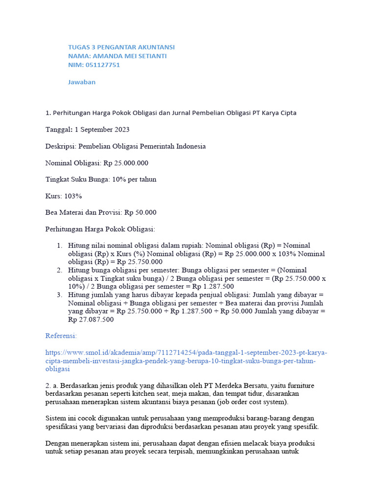 Tugas 3 Pengantar Akuntansi | PDF | Bisnis | Komputer