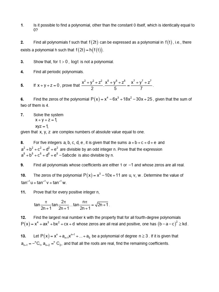 Polynomials | PDF | Polynomial | Zero Of A Function