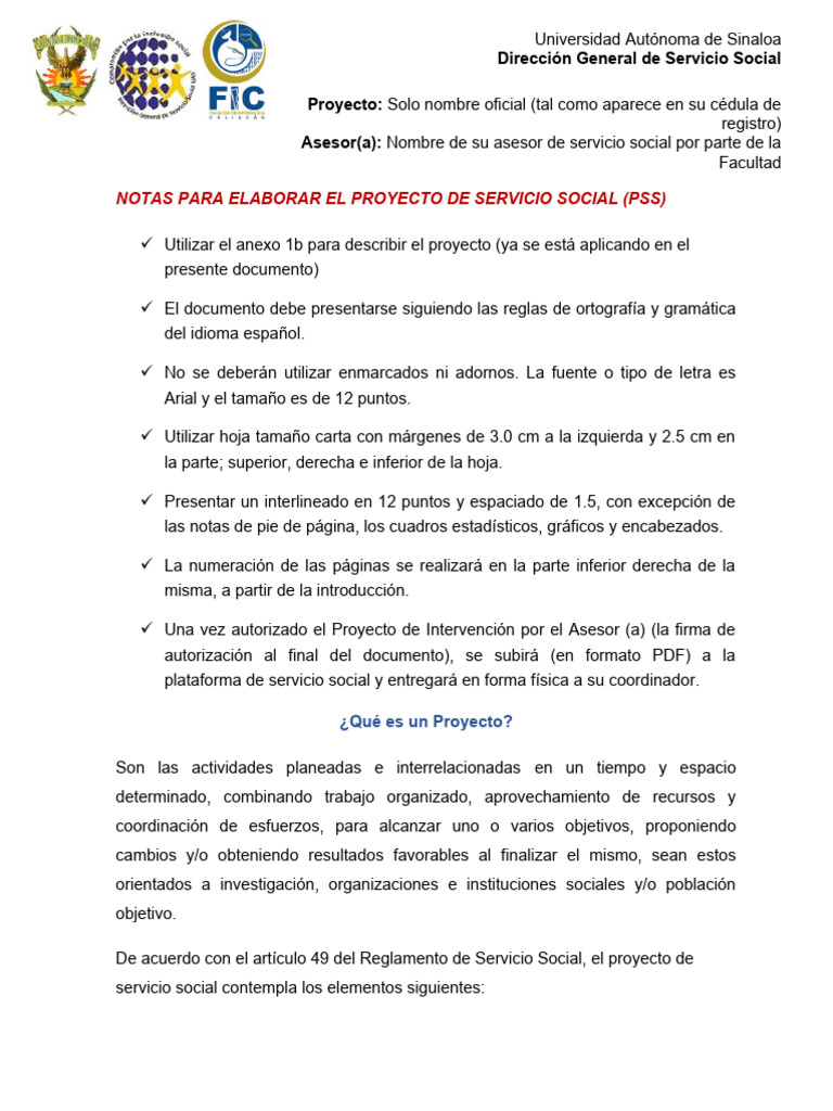 1-Guia-para-la-elaboracion-de-Proyecto-de-Servicio-Social (4) | PDF | Sustentabilidad | Trabajo ...