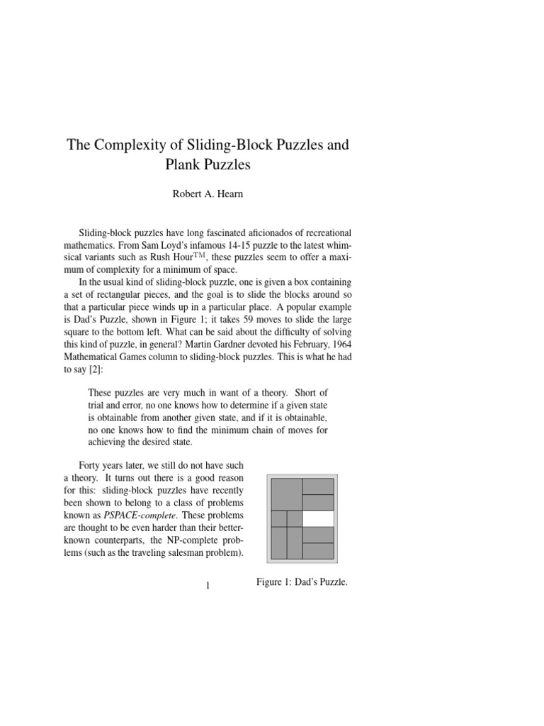 Sliding Blocks | PDF | Logic Gate | Computational Complexity Theory