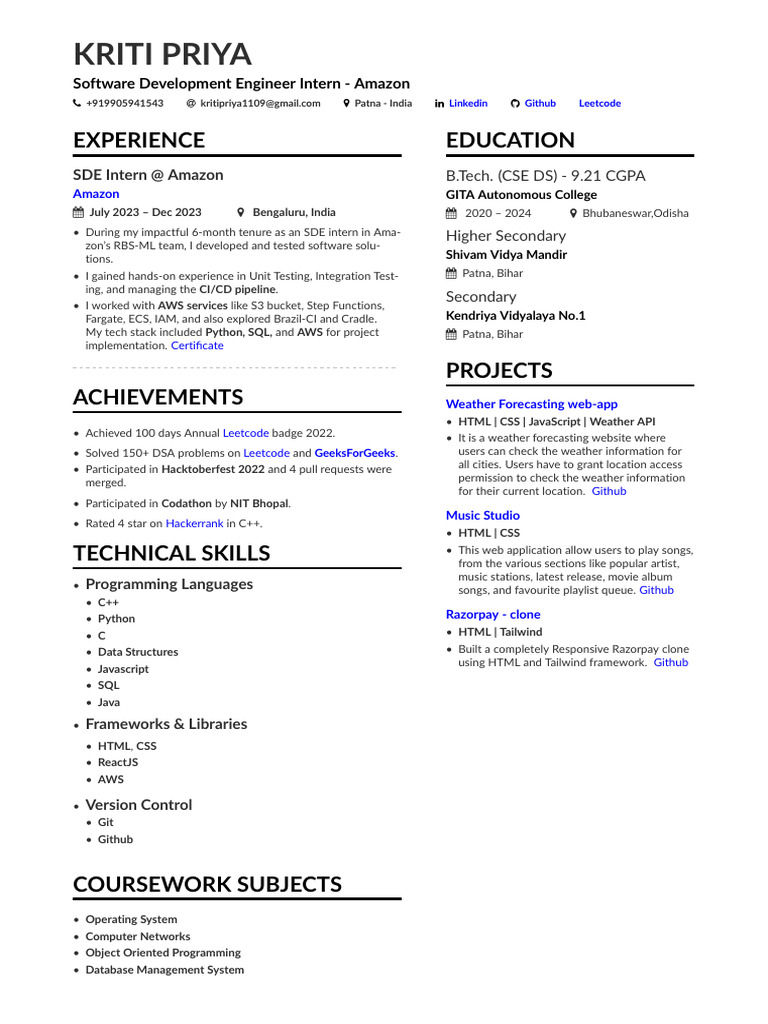 Kriti S CV 1109 | PDF | Amazon Web Services | Web Application