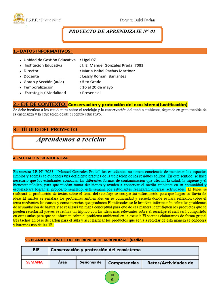Proyecto Modelo - Cambio | PDF | Reciclaje | Residuos