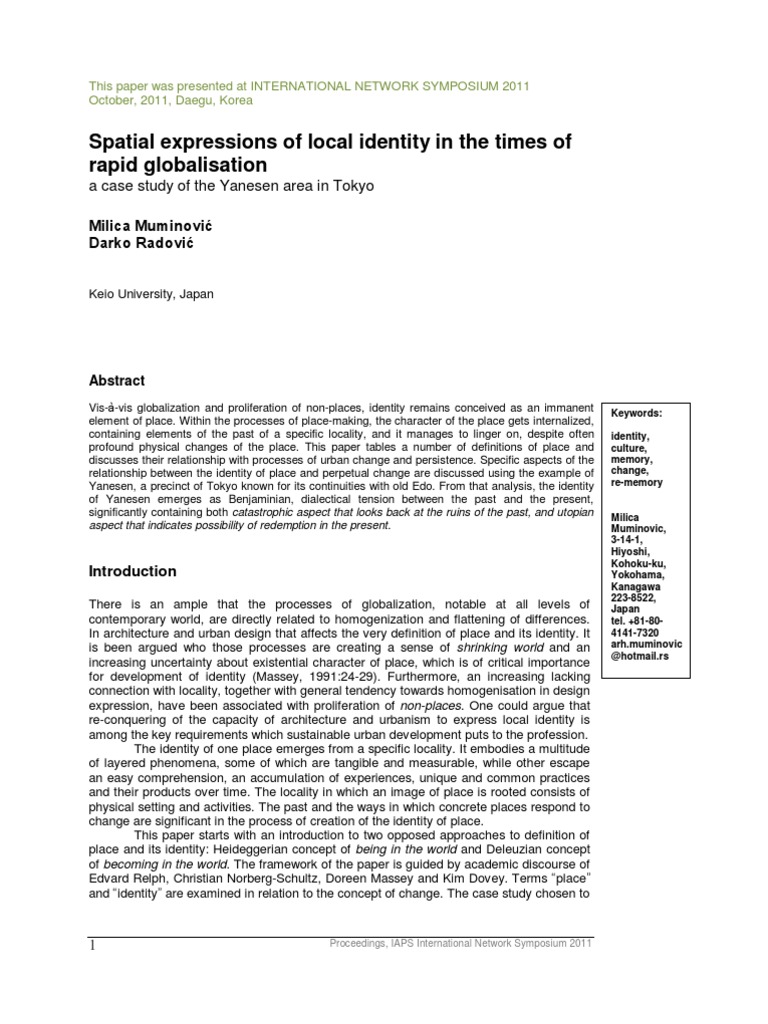 Spatial Expressions of Local Identity in The Times of Rapid ...