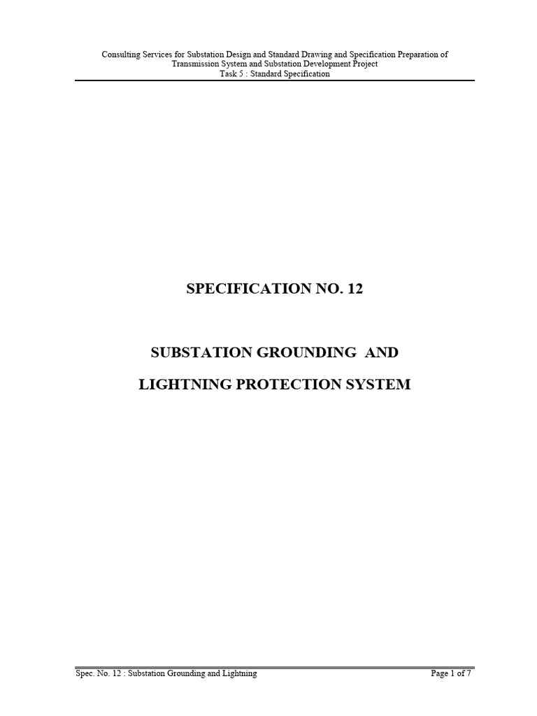 Substation Grounding & Lightning Specs | PDF | Electrical Substation ...