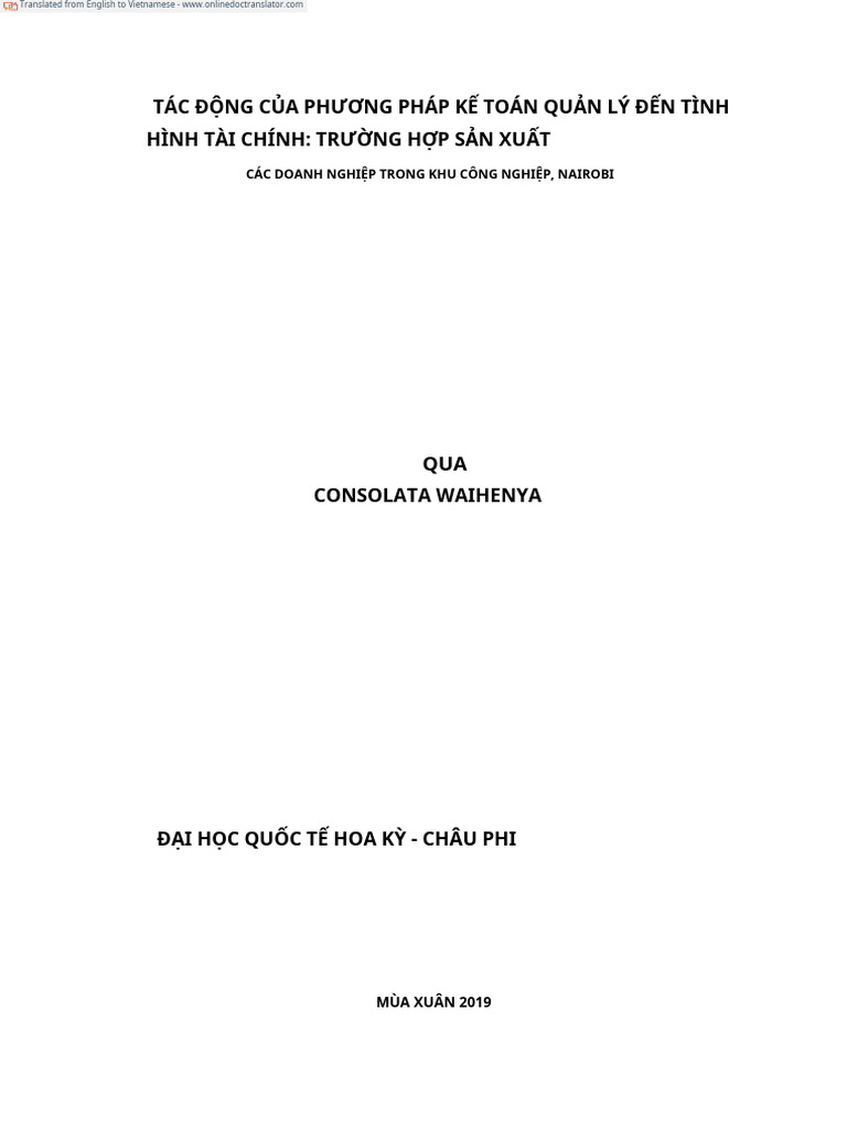 CONSOLATA WAIHENYA MBA 2019.en - VI | PDF