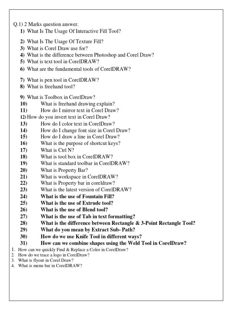 (BAST-105) Corel Question Bank | PDF | Graphics | Computer Graphics