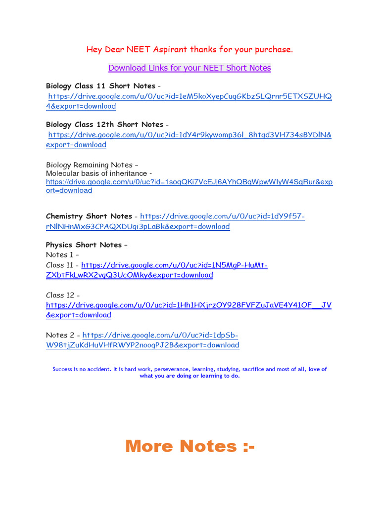 Neet Short Notes | PDF | Technology & Engineering