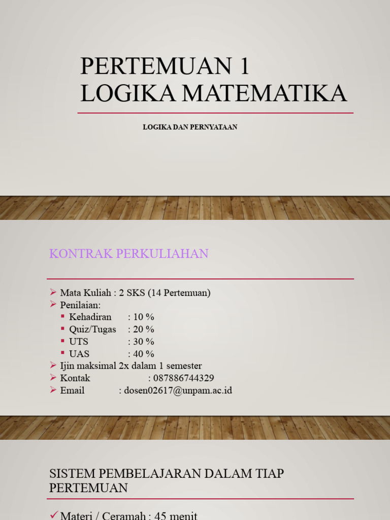 Pertemuan 1-Logika Dan Pernyataan - Revisi | PDF | Karier & Perkembangan