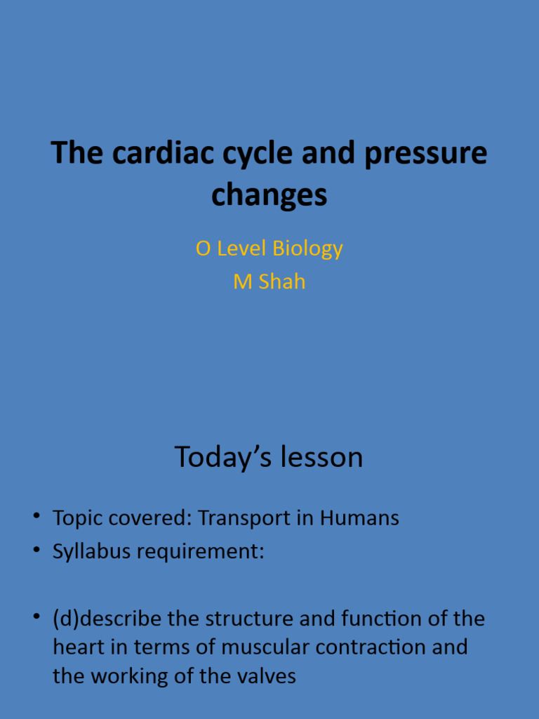 Cardiac Cycle and Pressure Changes Explained | PDF | Science ...