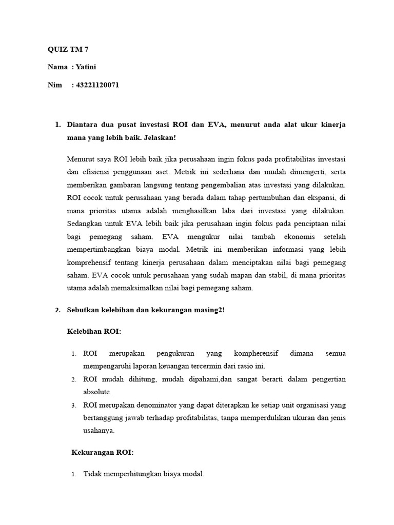 Quiz TM 7 | PDF | Bisnis