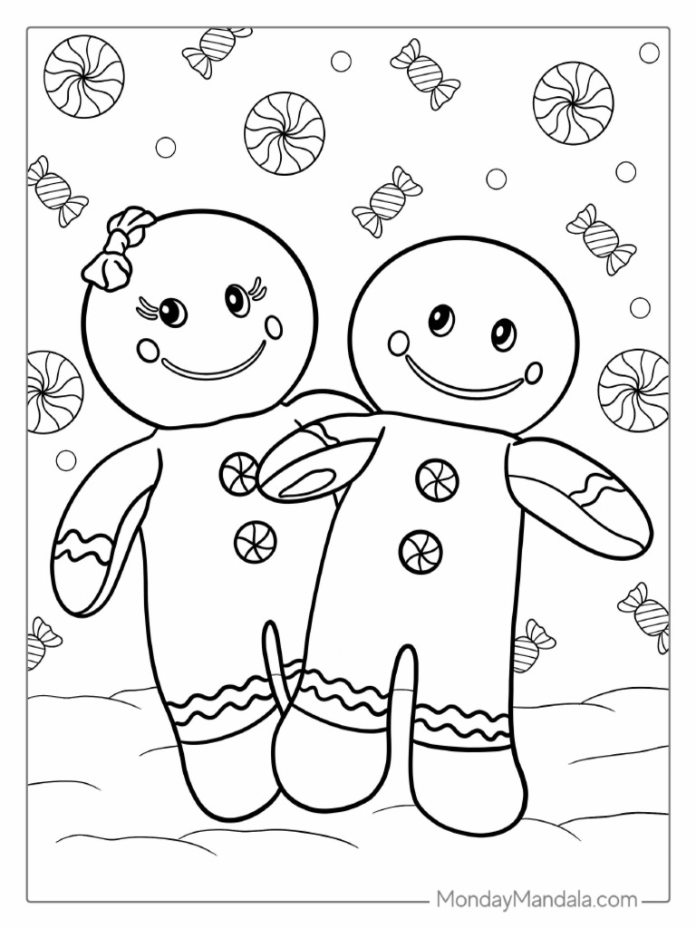 Gingerbread Man and Lady Coloring Sheet | PDF