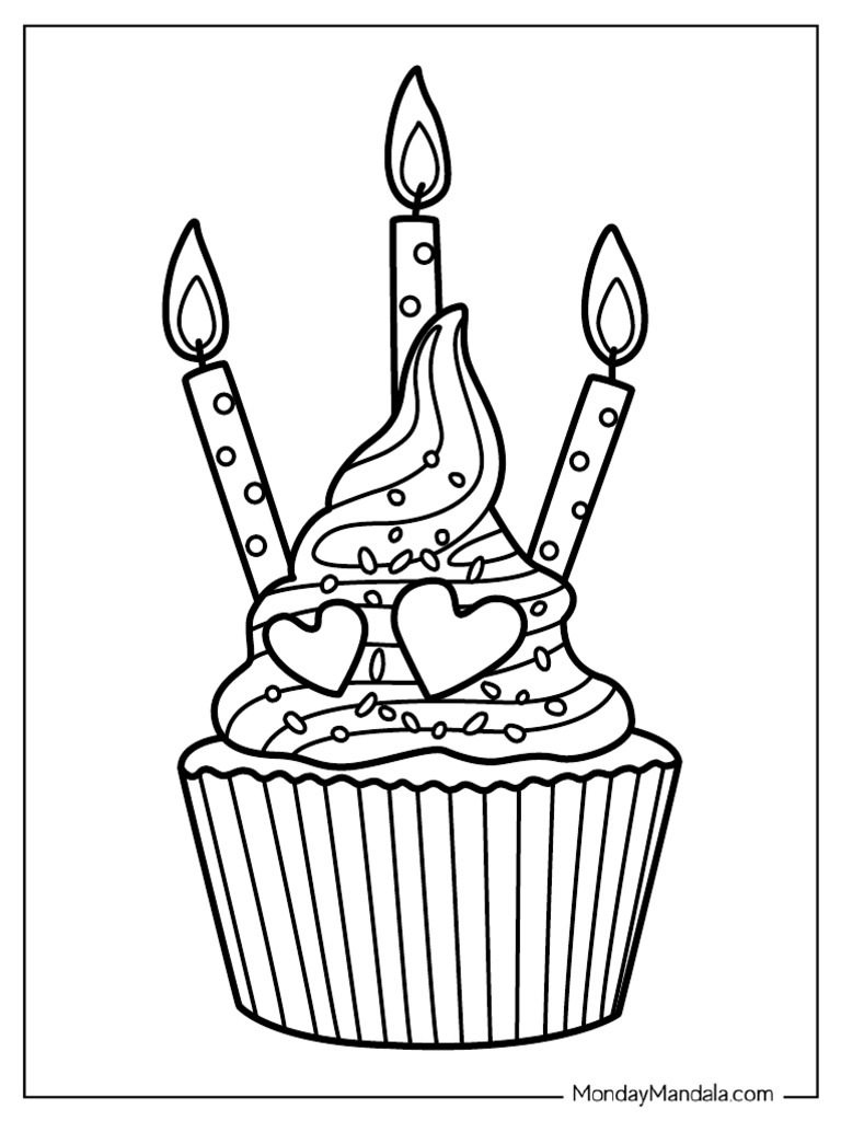 Happy Birthday Cupcake Coloring Sheet | PDF