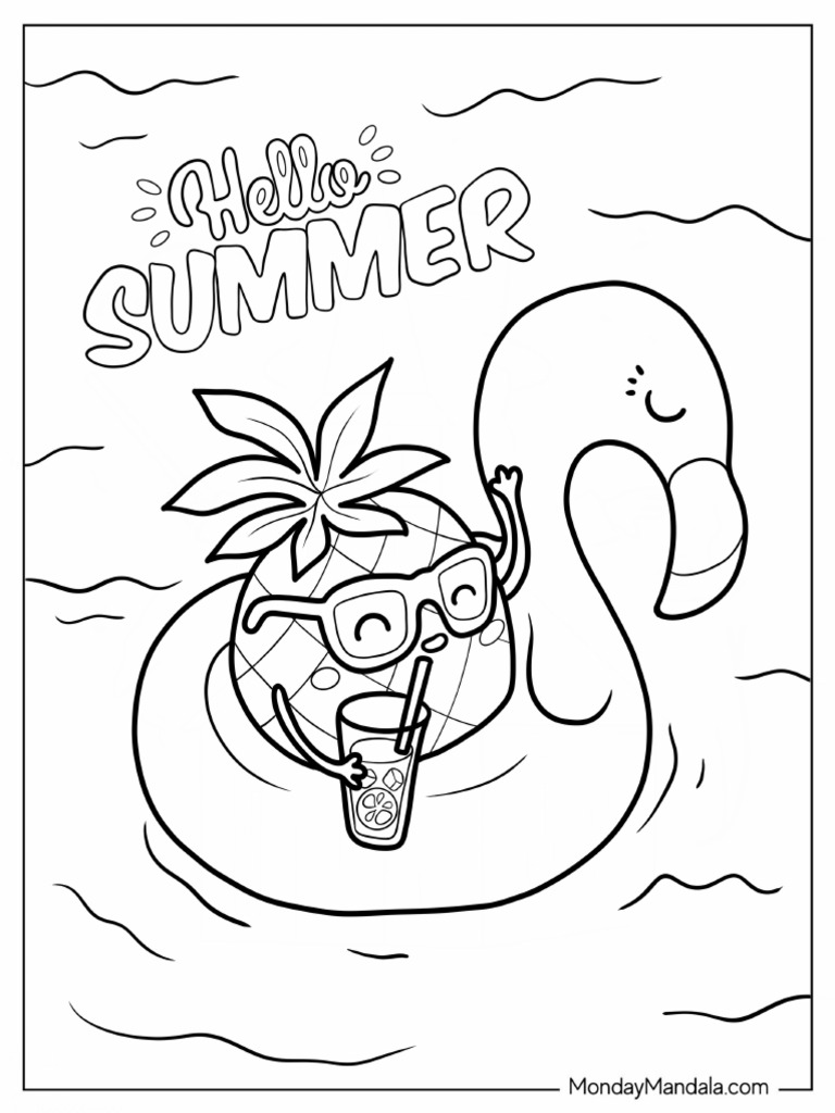 Hello Summer Pineapple in A Swan Floater With Drinks | PDF