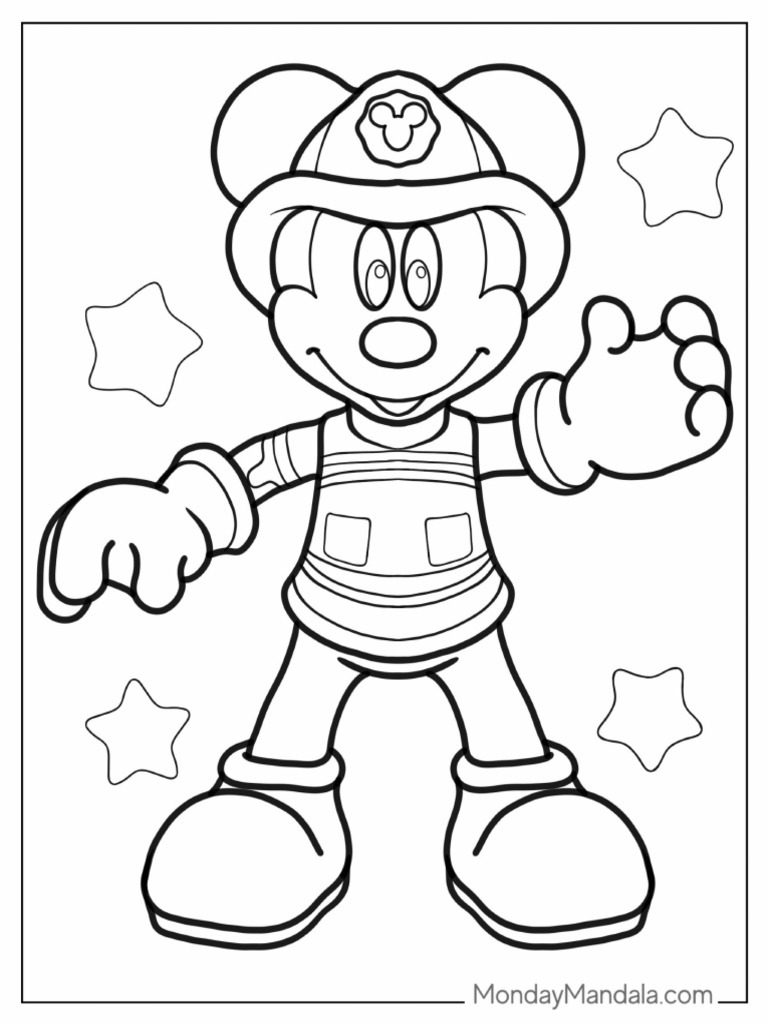Mickey Mouse Firefighter Coloring Sheet | PDF