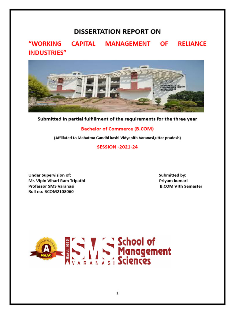 Working Capital Management: Reliance Industries | PDF | Financial ...