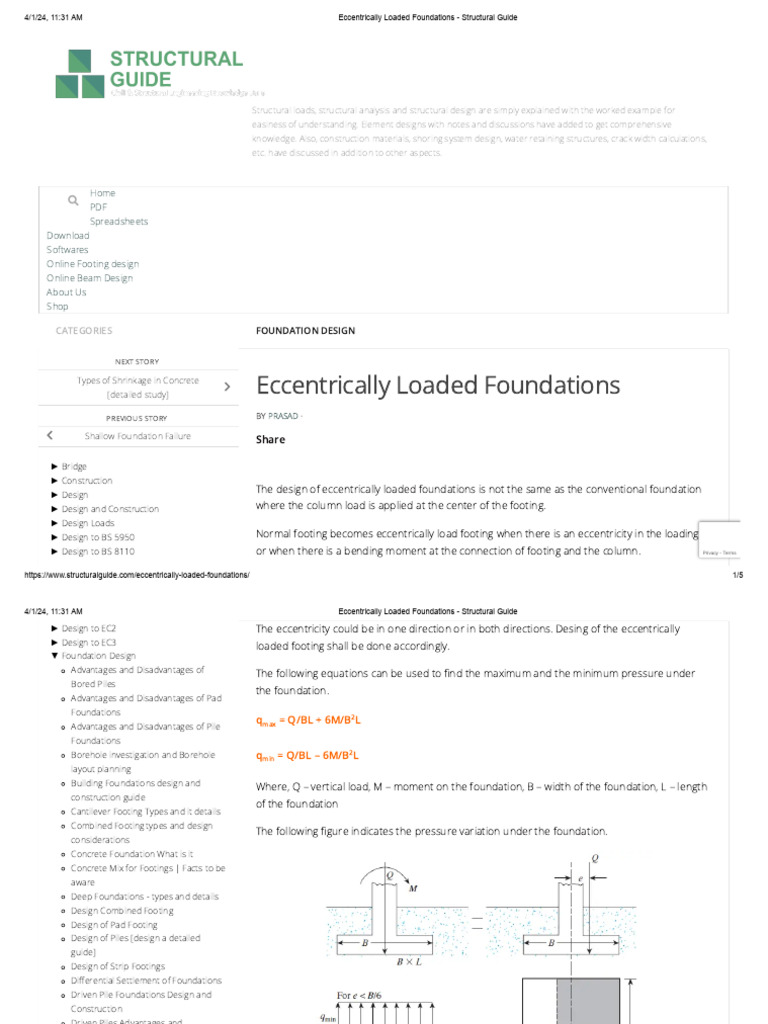 Eccentrically Loaded Foundations Explained | PDF | Foundation (Engineering) | Deep Foundation