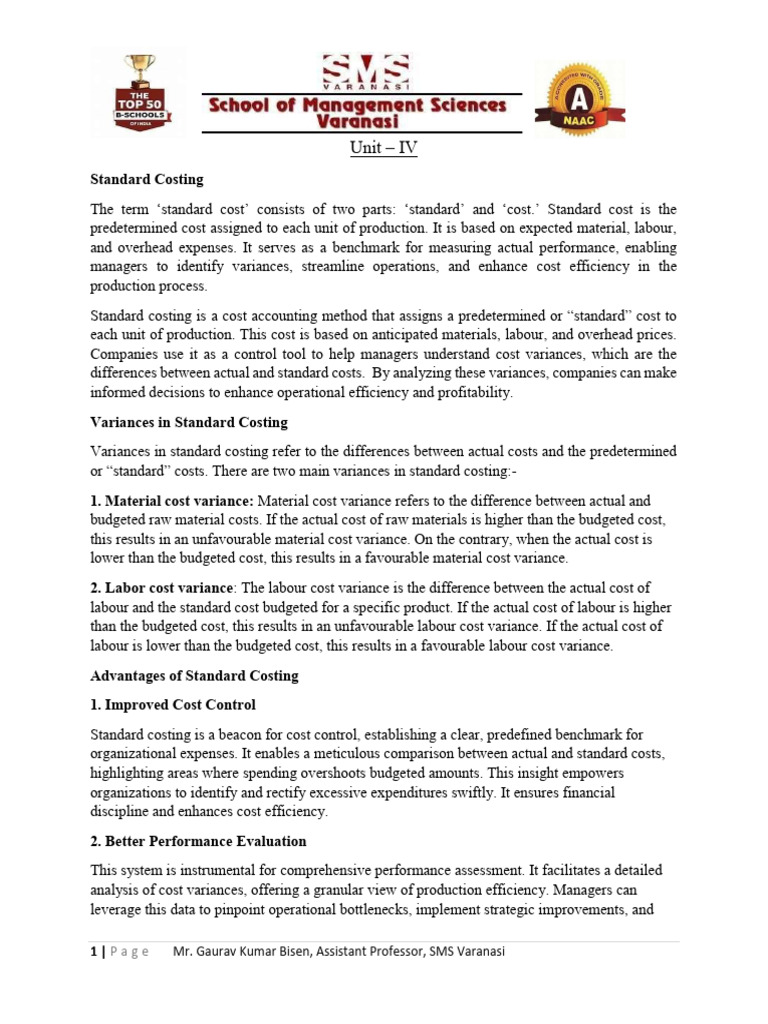 Unit IV AFM | PDF | Cost Accounting | Performance Indicator