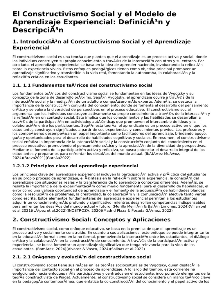 El Constructivismo Social y El Modelo de Aprendizaje Experiencial - Definición y Descripción ...