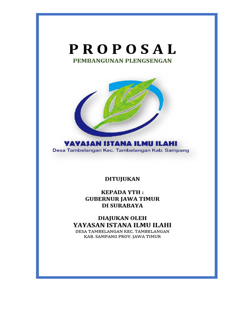 Proposal Plengsengan # Yayasan Istana Ilmu Ilahi Ds Tambelangan | PDF
