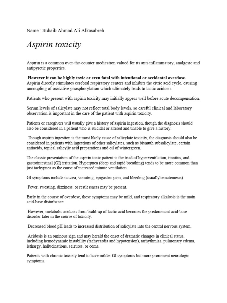 Aspirin Toxicity | PDF | Aspirin | Clinical Medicine