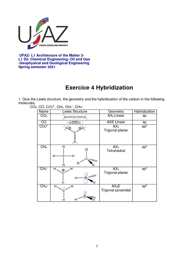 IC 7. Hybridization Corrections | PDF | Carbonate | Molecular Physics