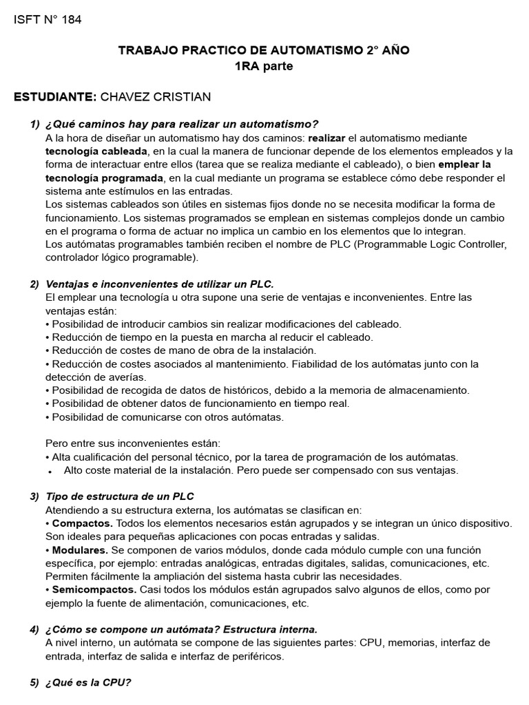 TP-AUTOMATISMO-2° | PDF | Almacenamiento de datos de la computadora | Red de computadoras