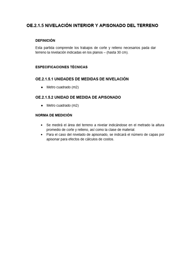 Nivelación y Apisonado de Terreno | PDF | Fundación (Ingeniería)