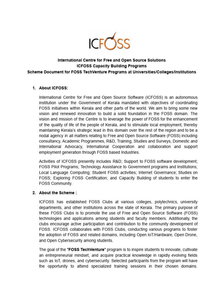 Scheme Document FOSS TechVenture-1 | PDF | Free Software | Entrepreneurship