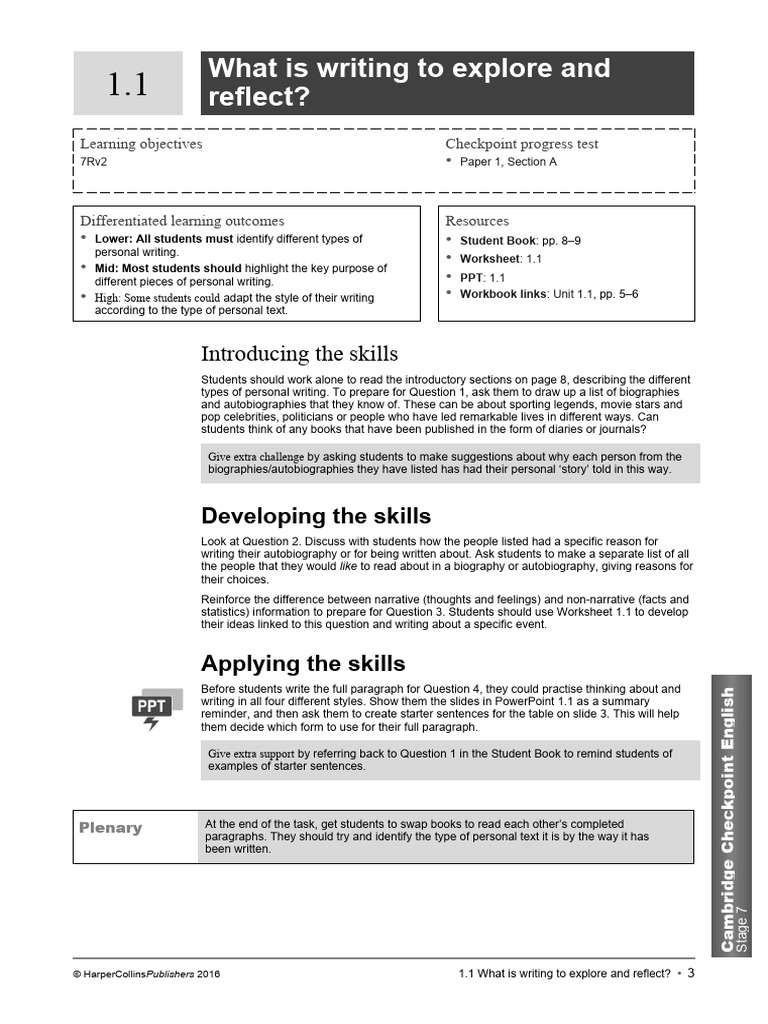Writing to Explore and Reflect Guide | PDF | Microsoft Power Point ...