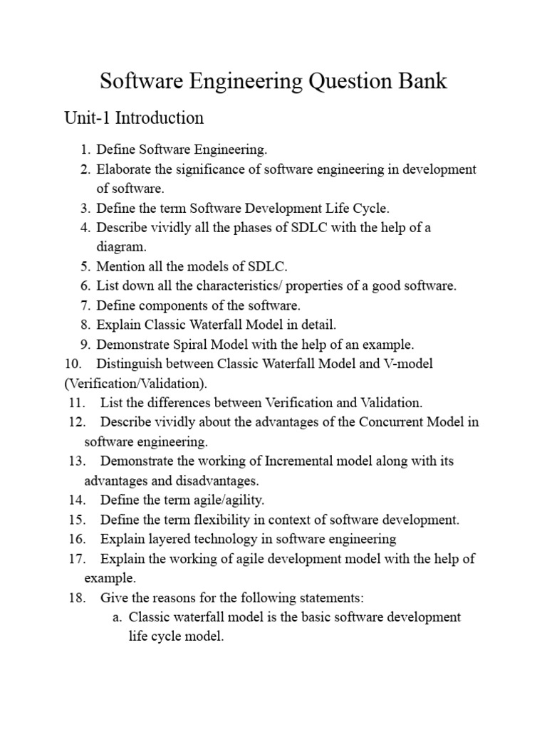 Software Engineering Question Bank | PDF | Software Development Process | Systems Thinking