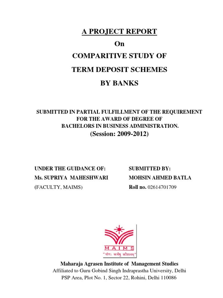 Project - Term Deposit Scheme by Banks | PDF | Reserve Bank Of India ...