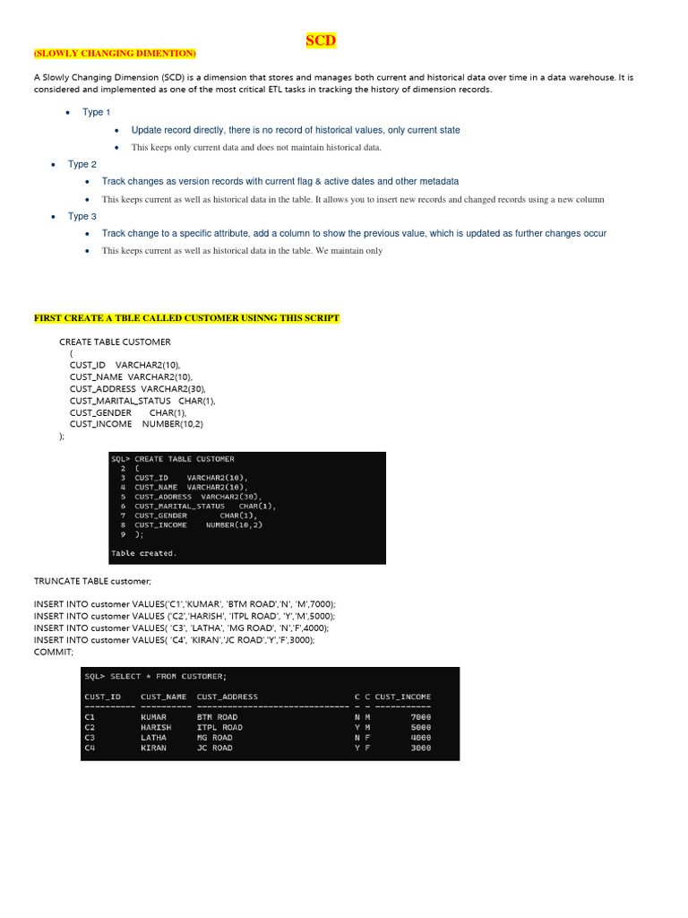 SCD and All Types With Mapping and Some Importants Thing's | Download Free PDF | Data | Software ...